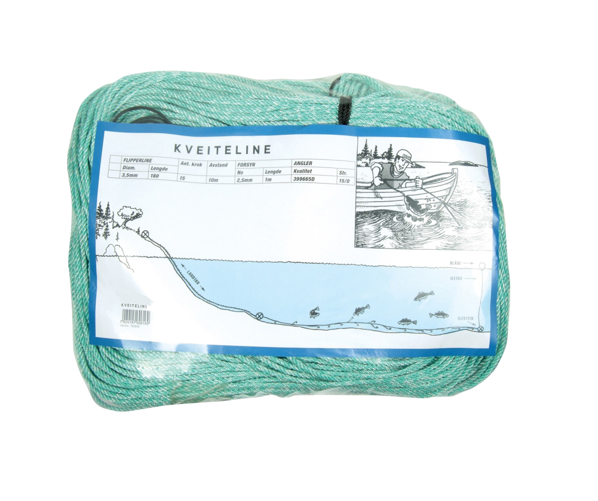 Kveiteline komplett - 180 meter Grønn