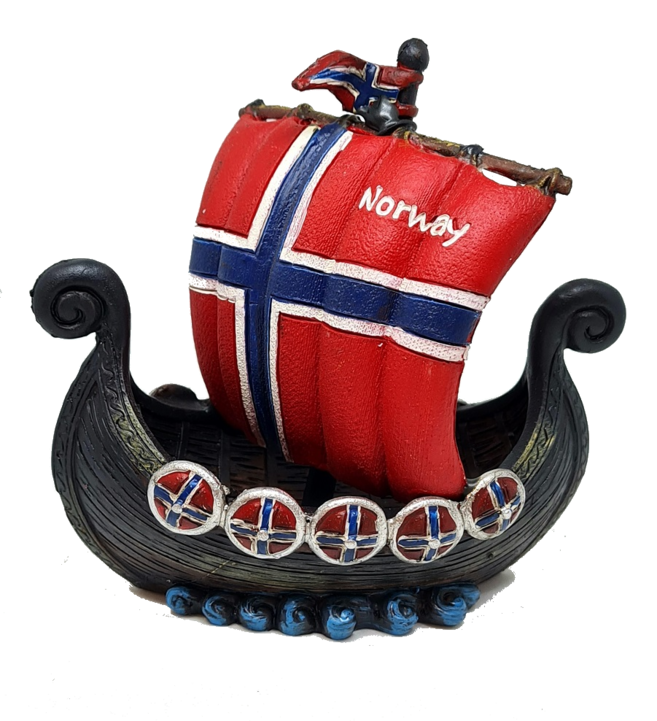 Vikingskip - Figur - Norsk Flagg - 10cm - Suvernir